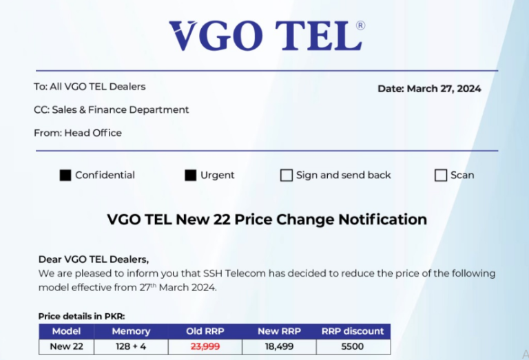 VGO TEL New 22 Price Dropped in Pakistan: 4GB RAM and 128GB Storage ...